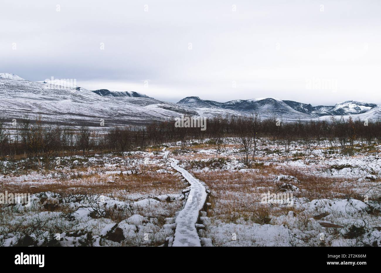 Snowy landscape at the intersection of the borders of three countries ...