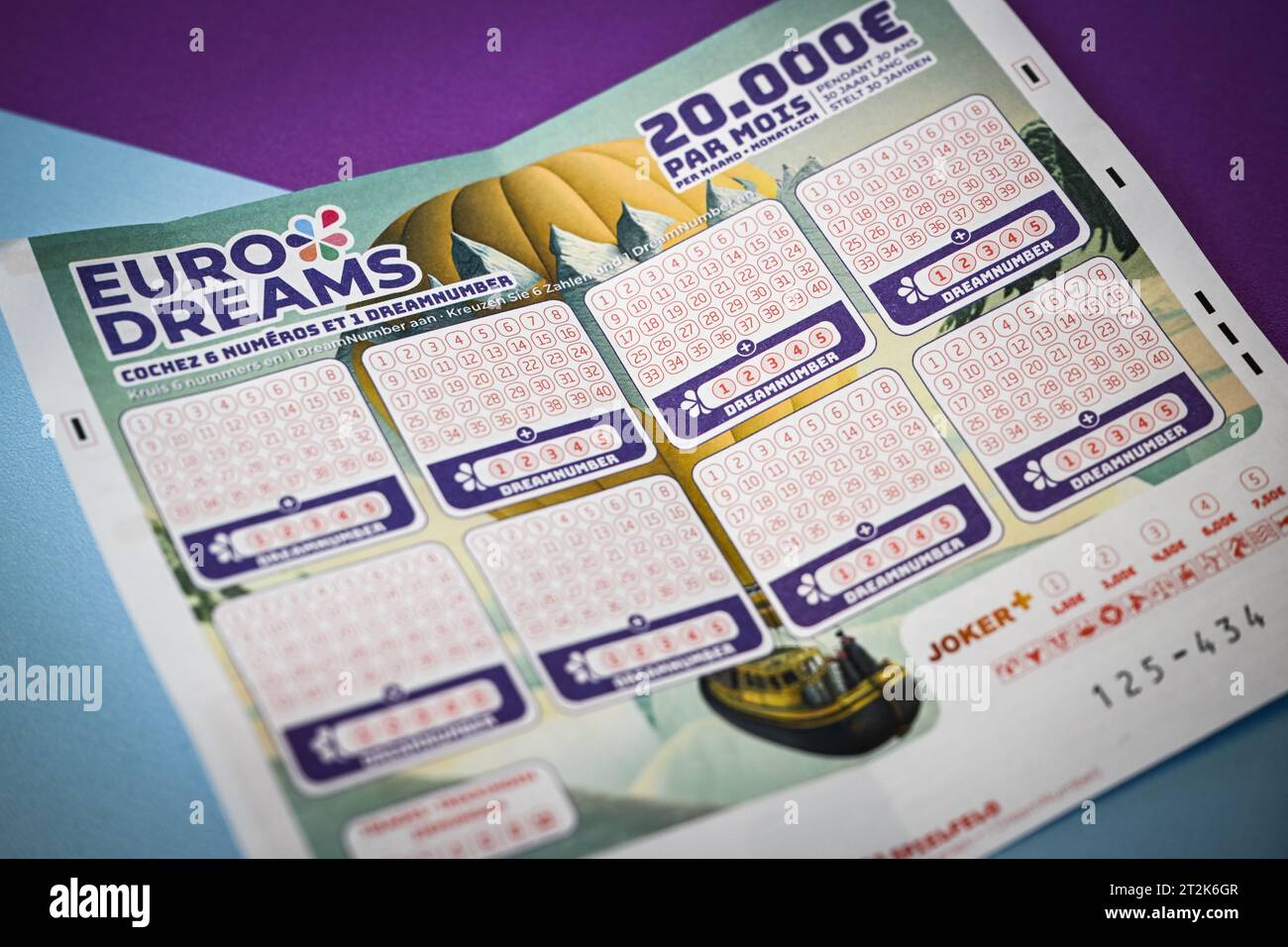 Paris, France. 20th Oct, 2023. A lottery form pictured at the launch of ...