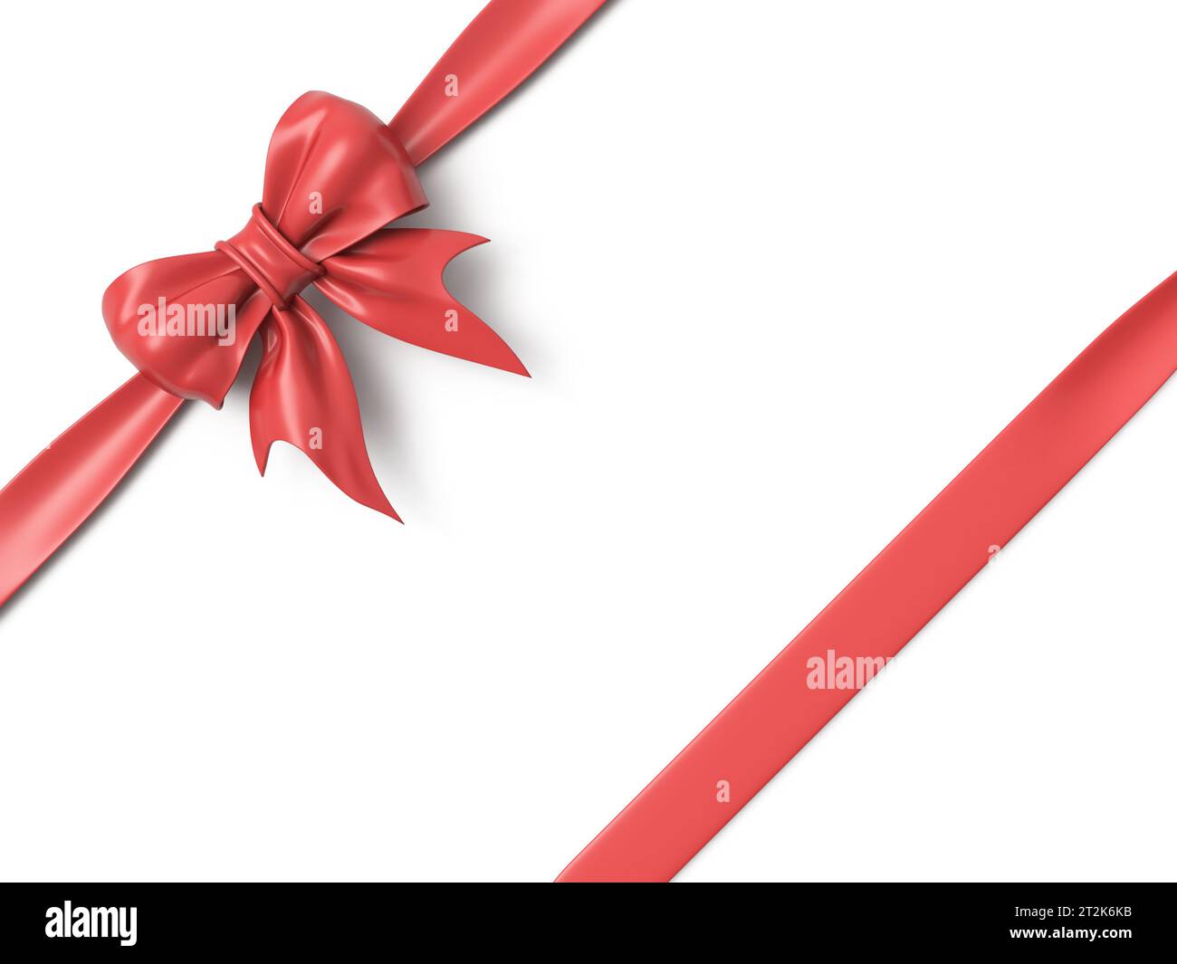 Red ribbon bow corner template 3D rendering illustration isolated on ...