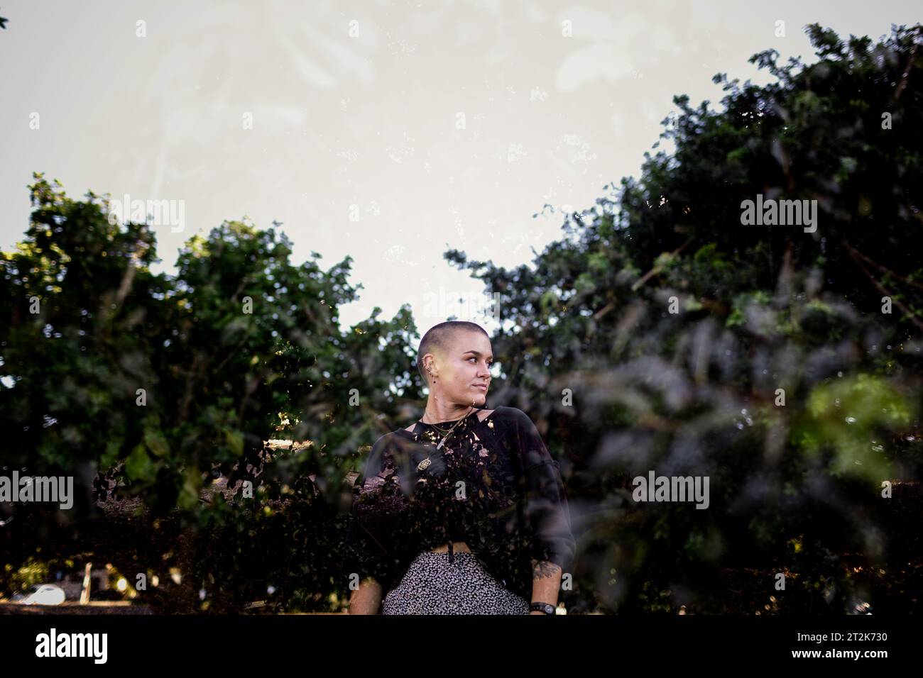 Portrait of Non Binary Person with Shaved Head in San Diego Stock Photo ...