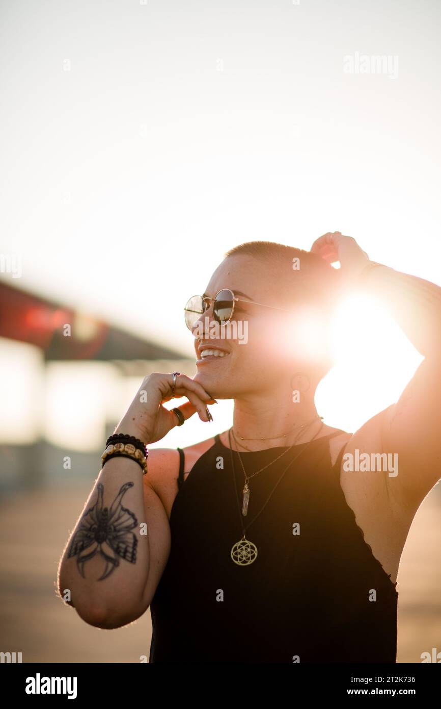 Portrait of Non Binary Person with Shaved Head in San Diego Stock Photo ...