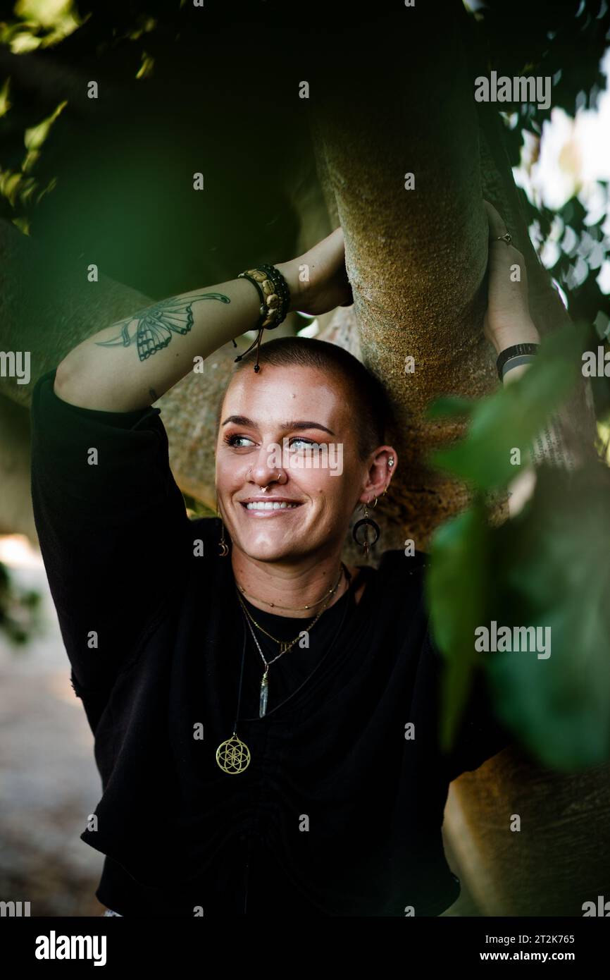 Portrait of Non Binary Person with Shaved Head in San Diego Stock Photo ...