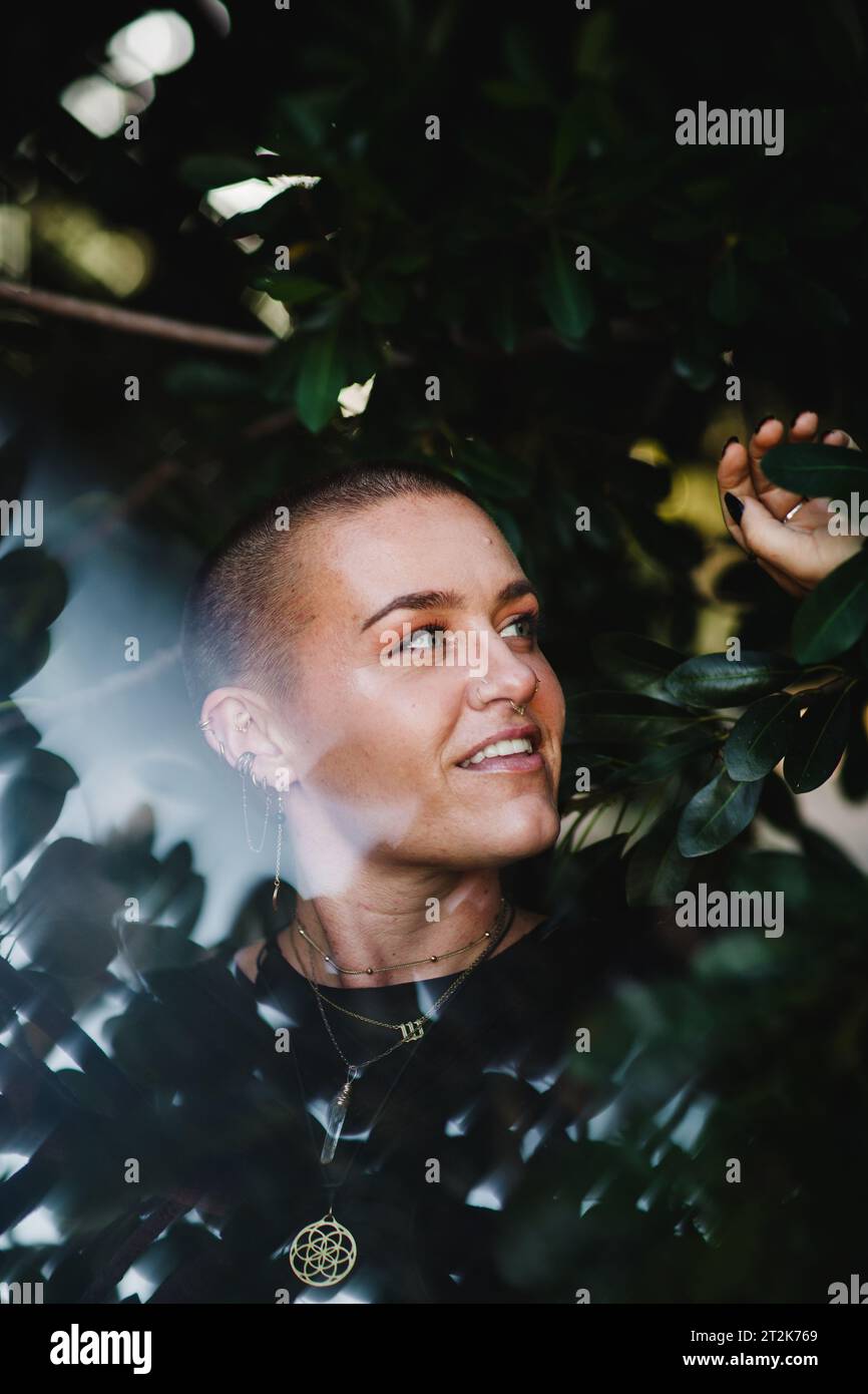Portrait of Non Binary Person with Shaved Head in San Diego Stock Photo ...