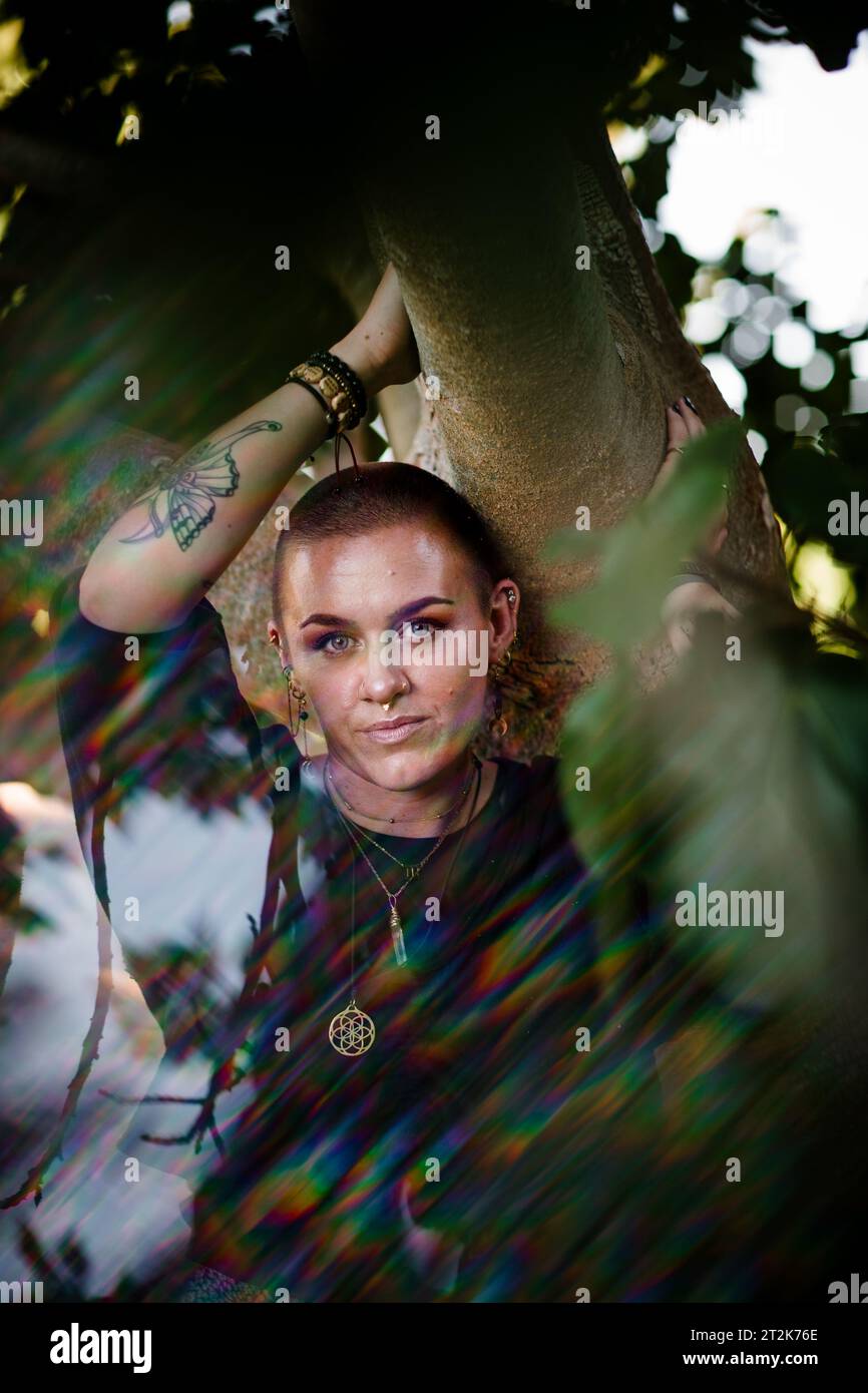 Portrait of Non Binary Person with Shaved Head in San Diego Stock Photo ...