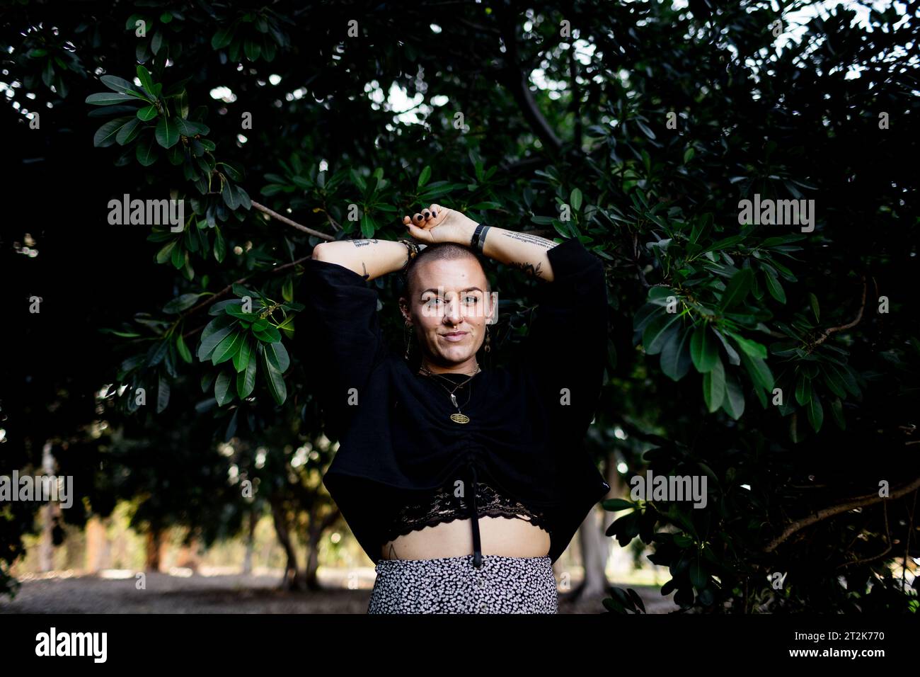 Portrait of Non Binary Person with Shaved Head in San Diego Stock Photo ...
