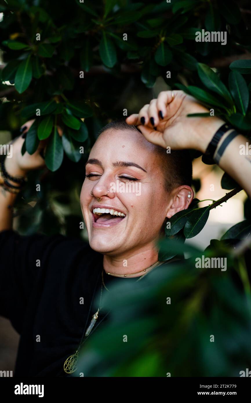 Portrait of Non Binary Person with Shaved Head in San Diego Stock Photo ...