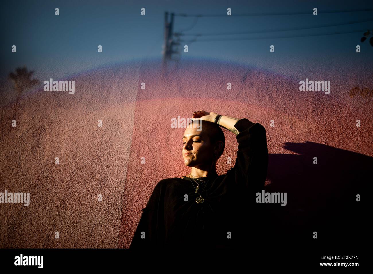 Portrait of Non Binary Person with Shaved Head in San Diego Stock Photo ...