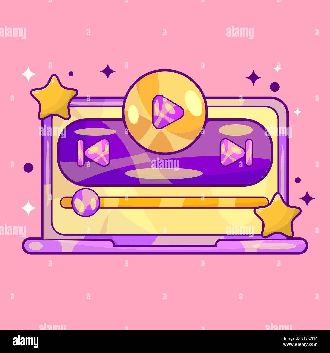 Music Player Control Illustration with Laptop Stock Photo - Alamy