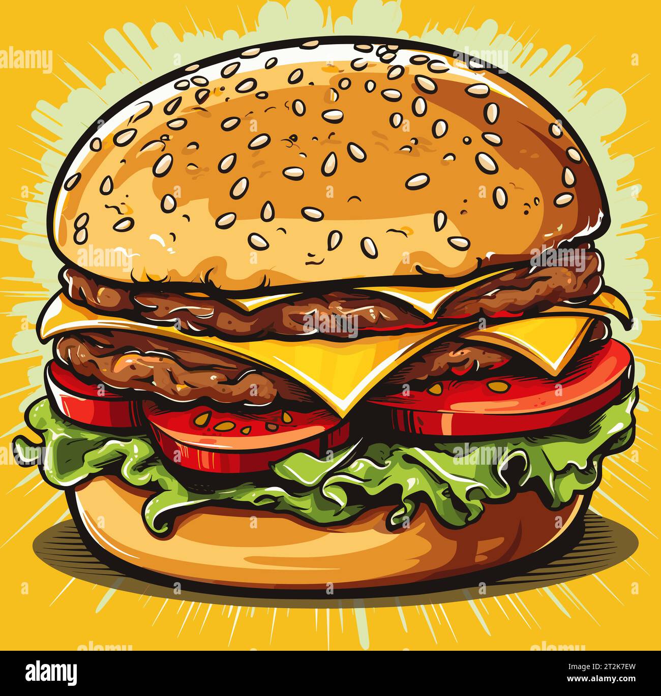 Vibrant pop art hamburger Stock Vector Image & Art - Alamy