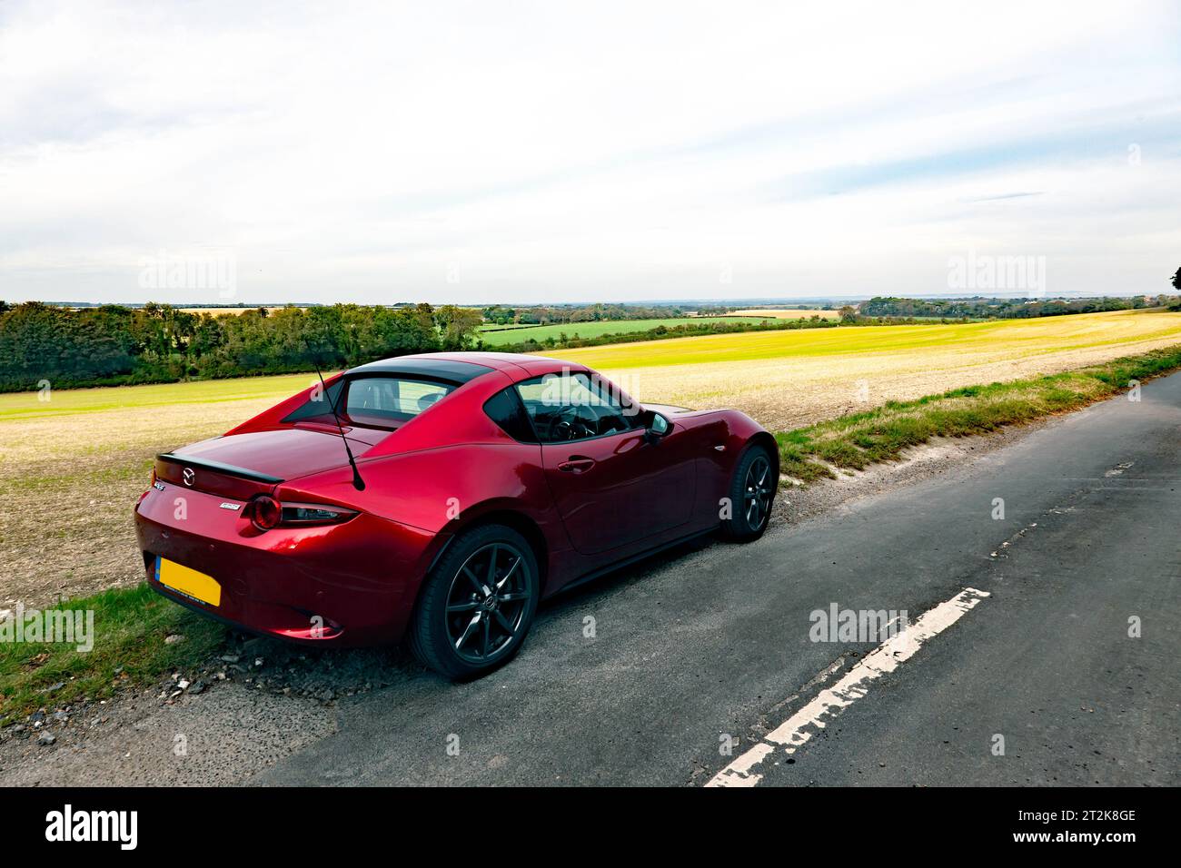 A Red, Mazda MX-5 RF GT Sports Nav + parked on Ringwould Road, part of ...