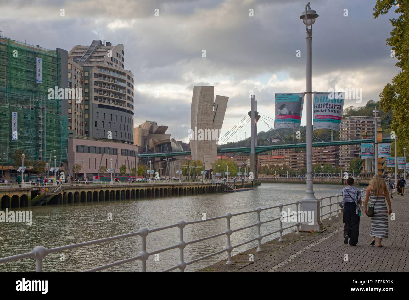 BILBAO, SPAIN, September 26, 2023 : Walkways along Nervion river in the ...