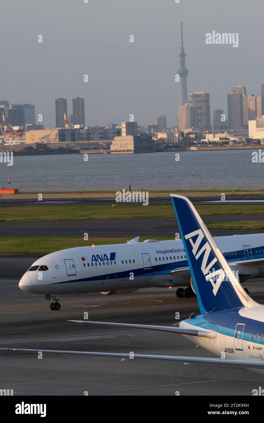 Tokyo, Japan. 12th Oct, 2023. All Nippon Airways (ANA) jet movements on ...
