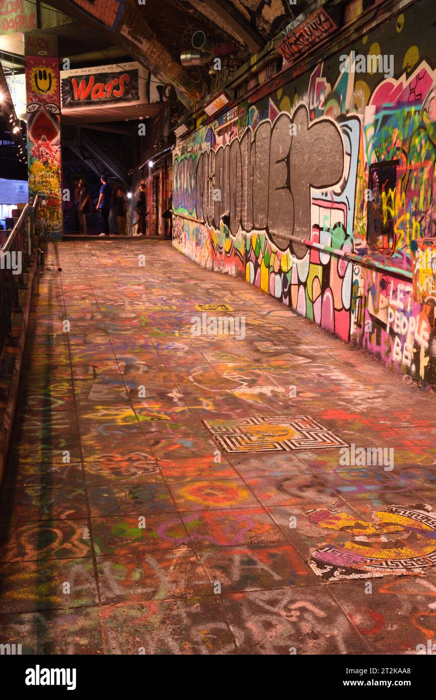 London’s Leake Street Art and Graffiti tunnel, under Waterloo train ...