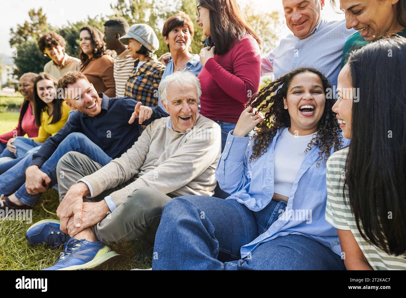 Group Of Multigenerational People Having Fun Together Multiracial