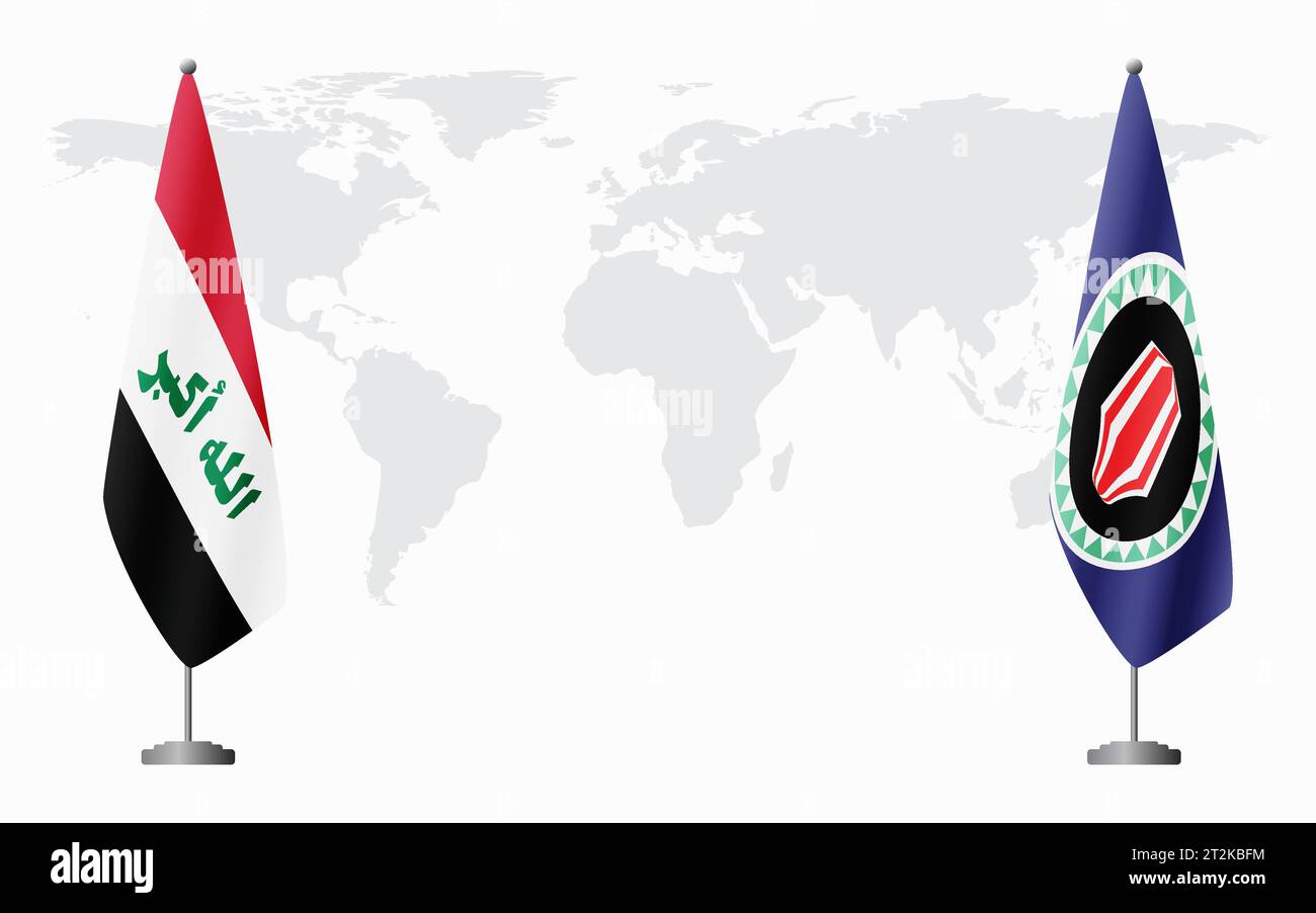 Iraq and Bougainville flags for official meeting against background of ...