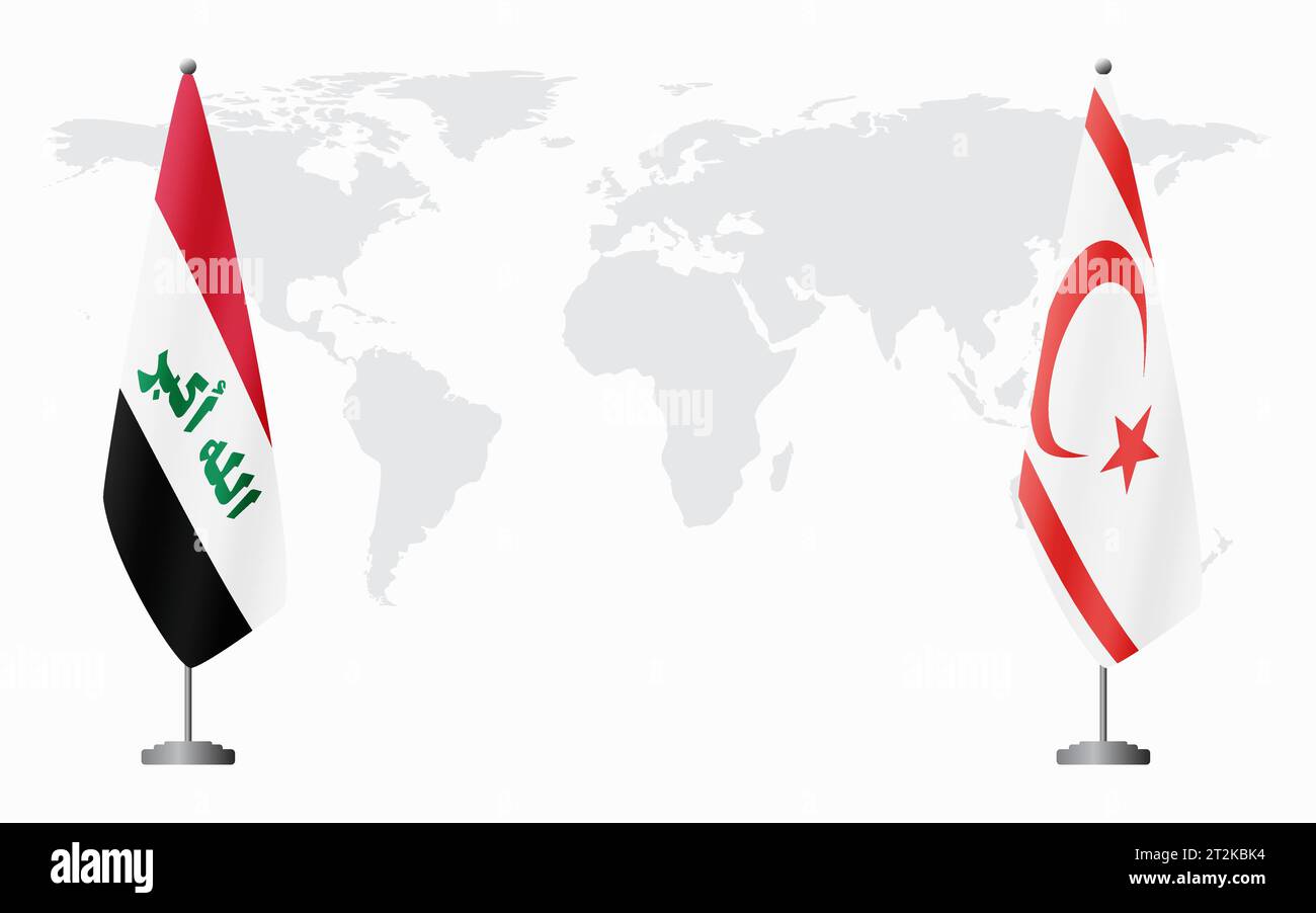 Iraq and Turkish Republic of Northern Cyprus flags for official meeting ...