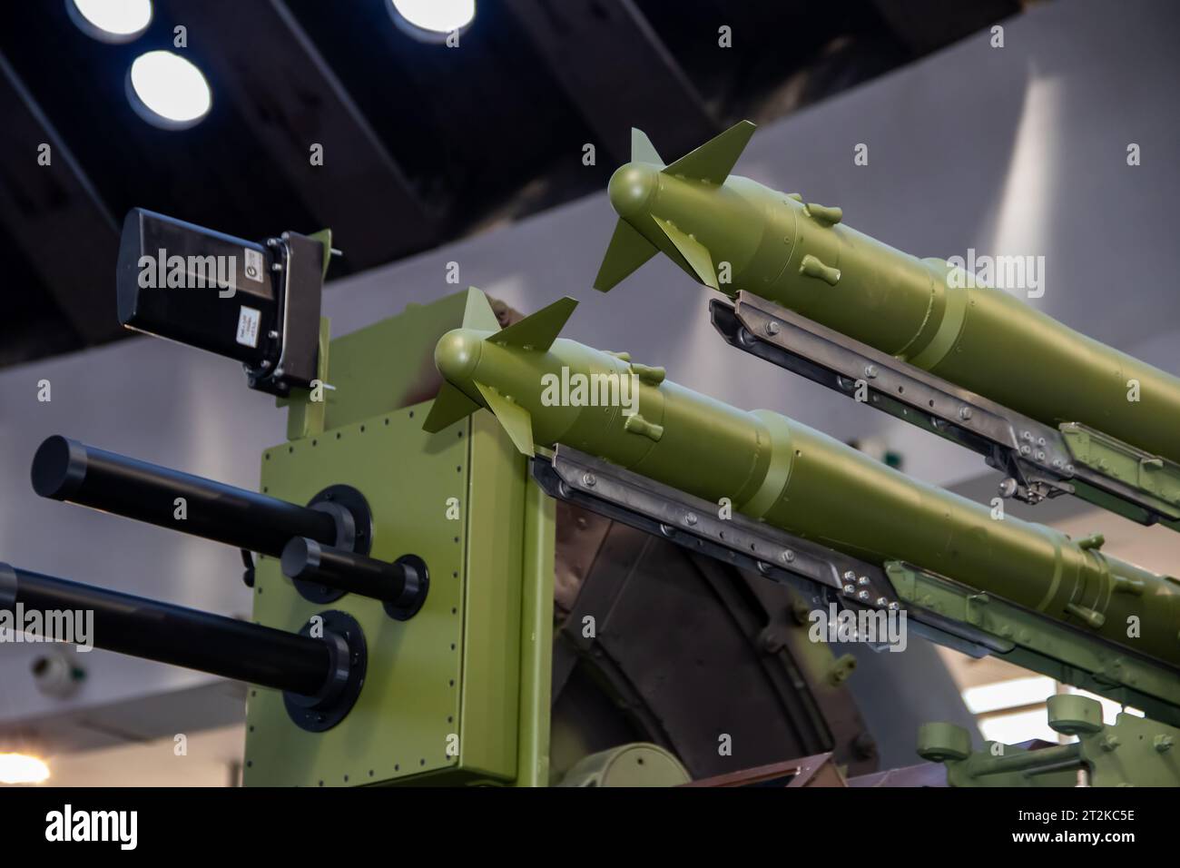 Modern sophisticated air defense missile system and rockets on self ...