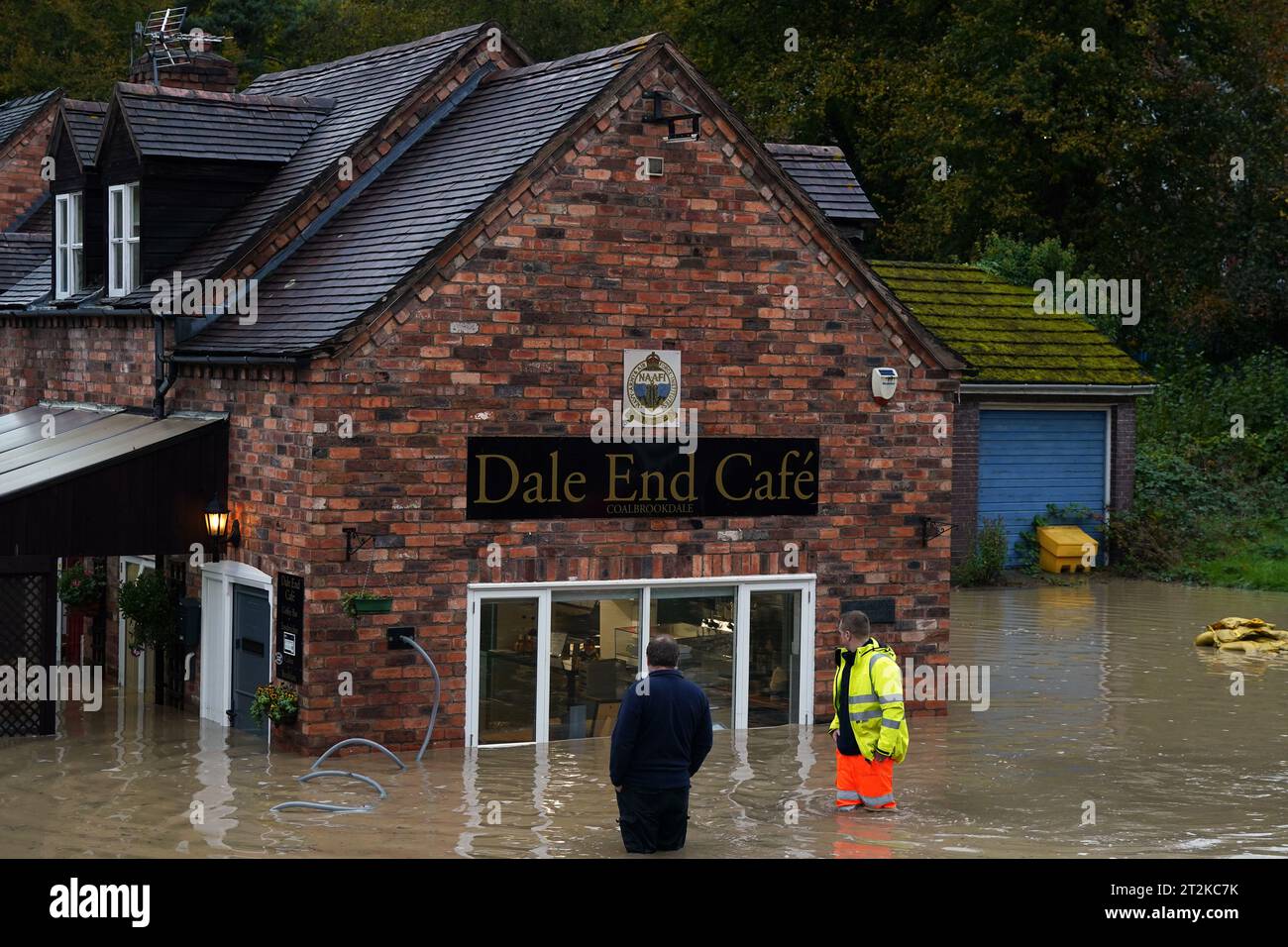 The Dale End Cafe in Coalbrookdale, Telford, is flooded after a nearby ...
