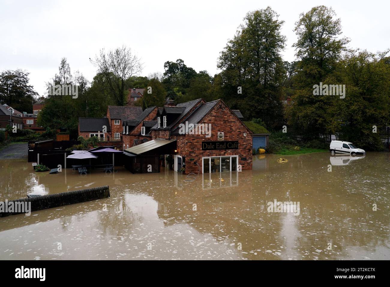The Dale End Cafe in Coalbrookdale, Telford, is flooded after a nearby ...