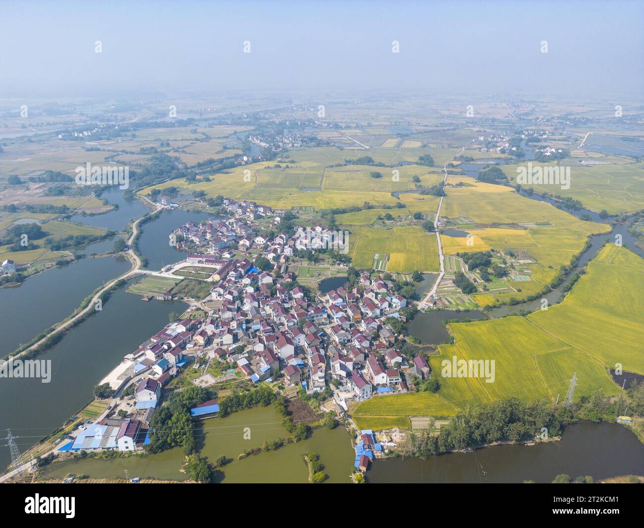Aerial photo shows the autumn rural scenery in Langxi County, Xuancheng ...