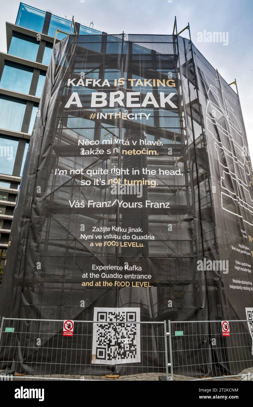 Humorous sign at location of Head of Franz Kafka monument (Statue of ...