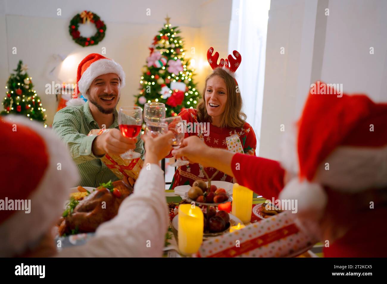 Family celebration for Christmas at home. December, celebration and ...