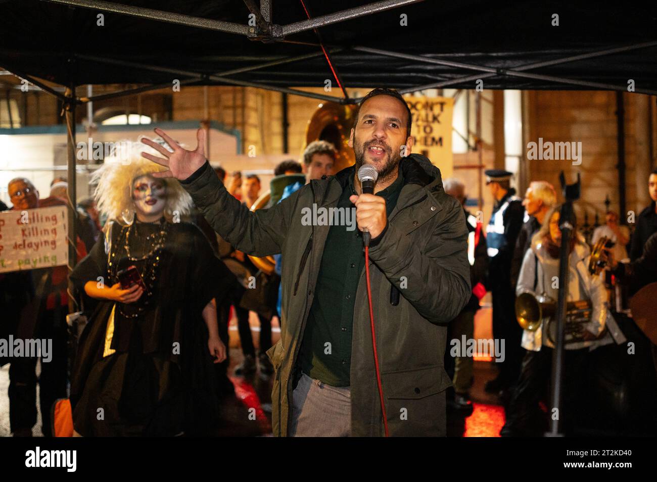 London, UK. 19 October 2023. Fossil Free London and activists from ...