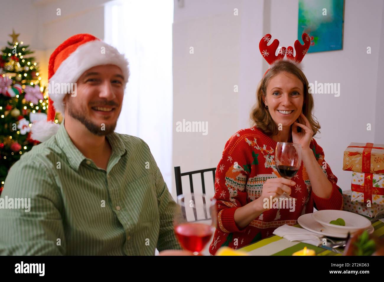 Family celebration for Christmas at home. December, celebration and ...