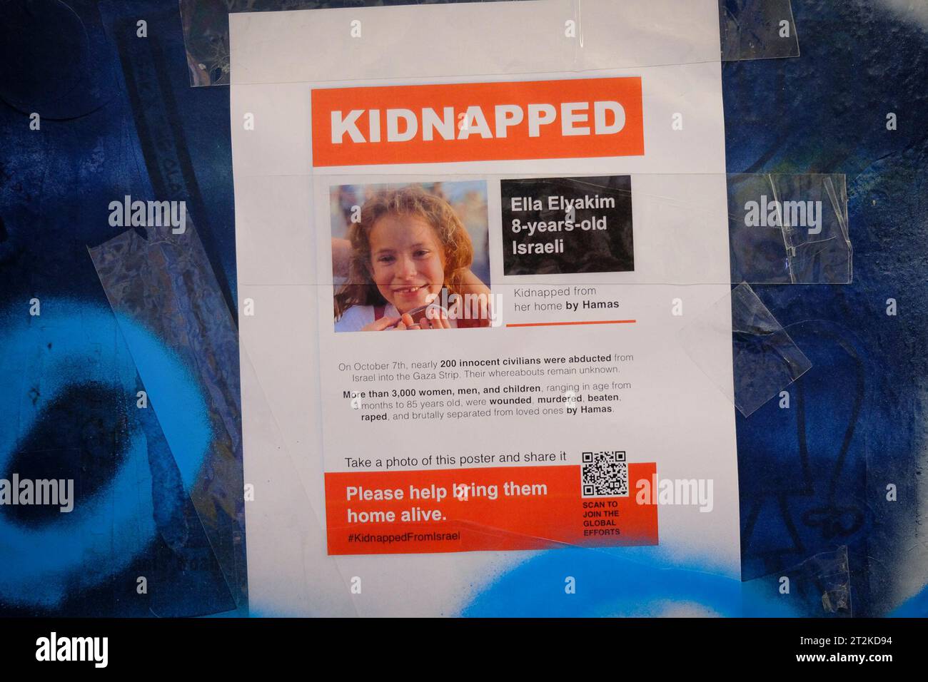New York, NY, USA. 19th Oct, 2023. Israeli kidnapped signs spotted in ...