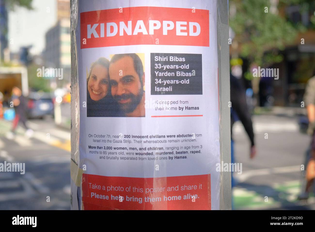 New York, NY, USA. 19th Oct, 2023. Israeli kidnapped signs spotted in ...