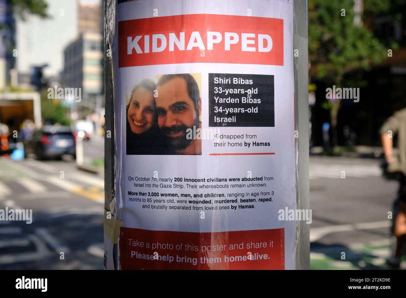New York, NY, USA. 19th Oct, 2023. Israeli kidnapped signs spotted in ...
