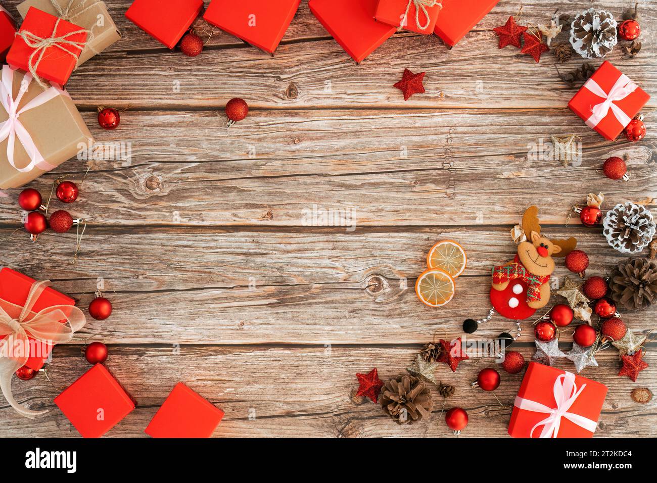 Top view above of Christmas background design concept, holiday ...