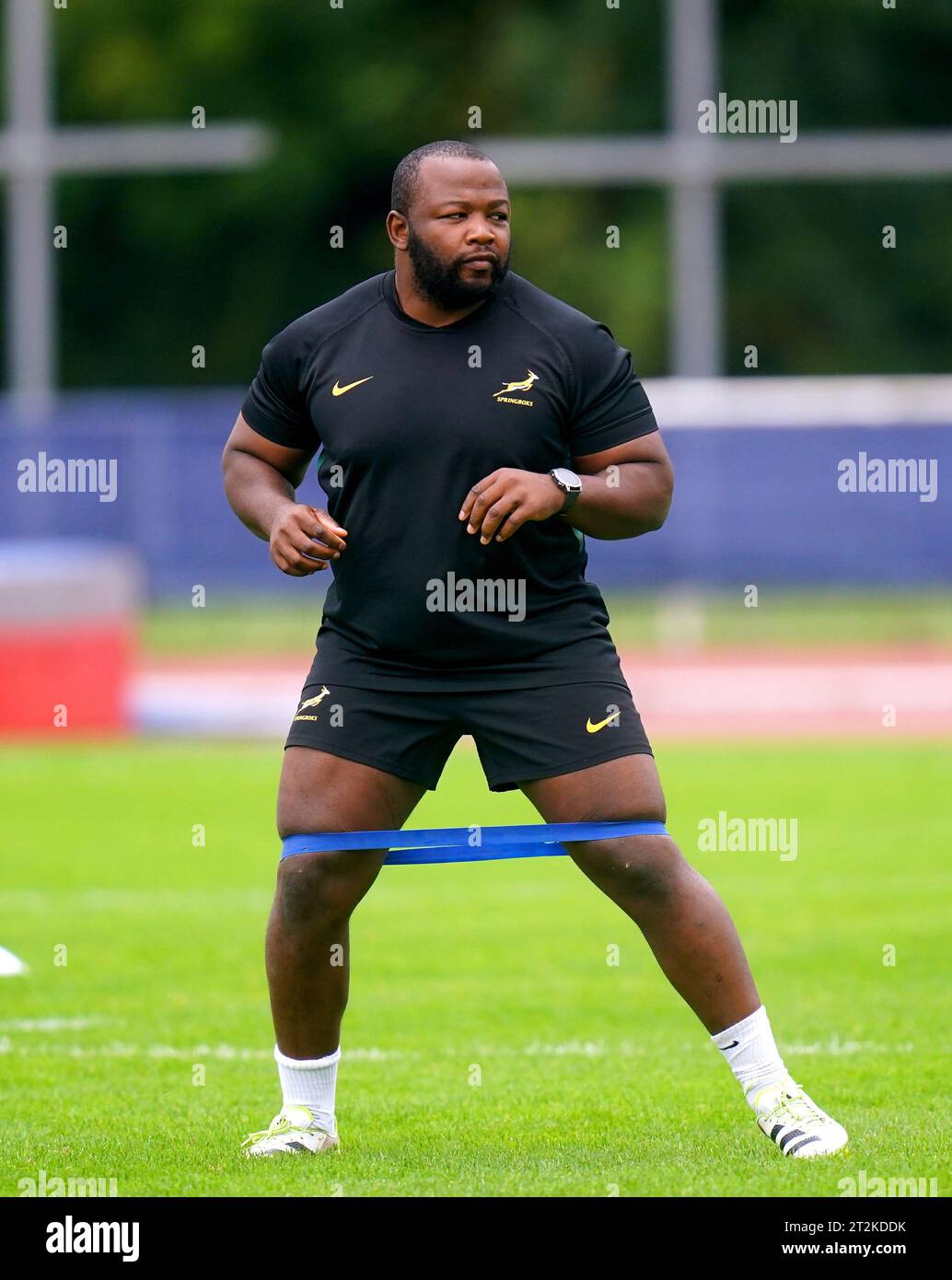 South Africa's Ox Nche during a team run at the Stade des Fauvettes ...