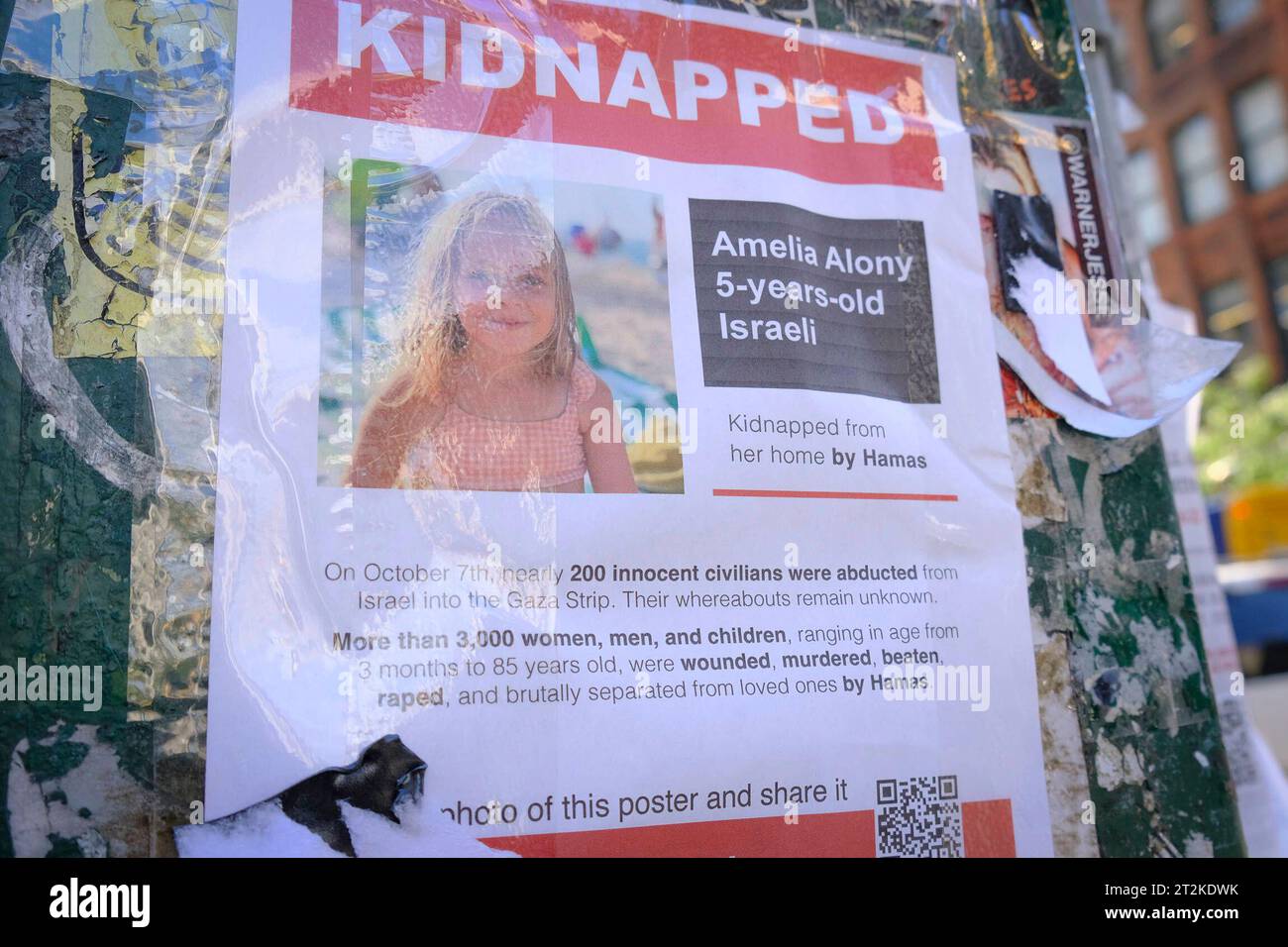 New York, NY- October 19th: Israeli kidnapped signs spotted in the West ...