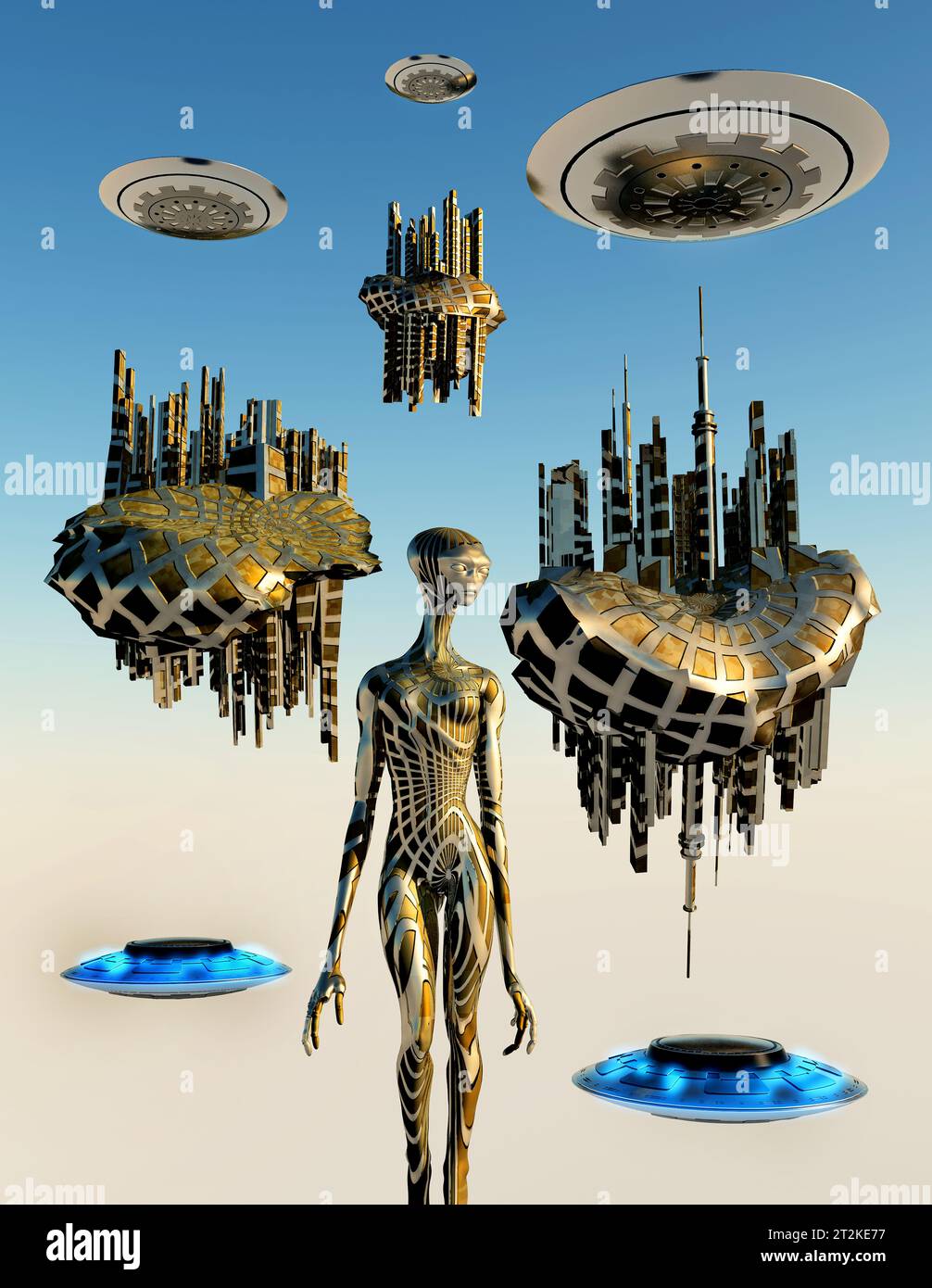 Alien Flying Saucer Docking Ports Stock Photo - Alamy