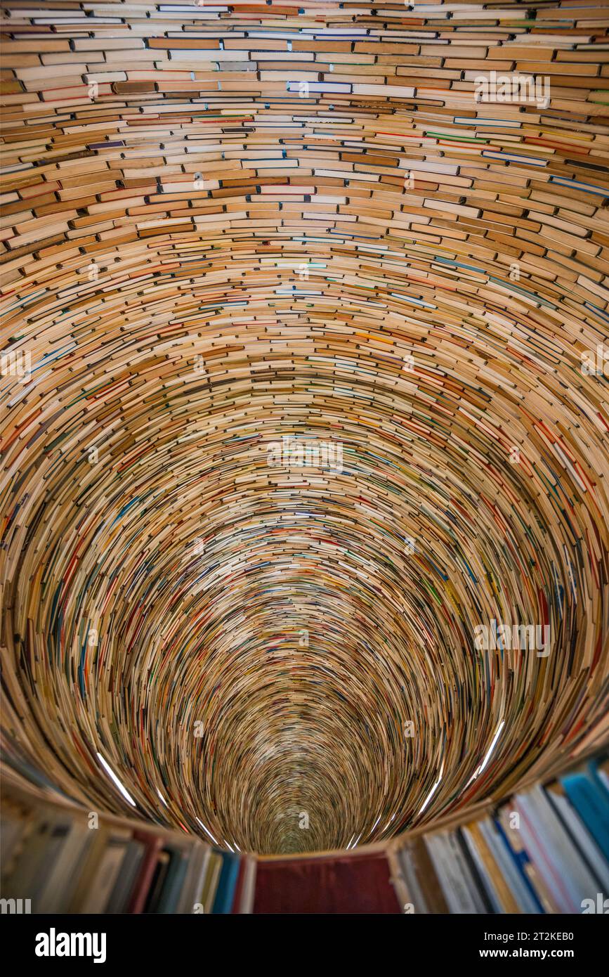 Looking down Idiom, tower of books, by Matej Kren, 1998, in entrance ...