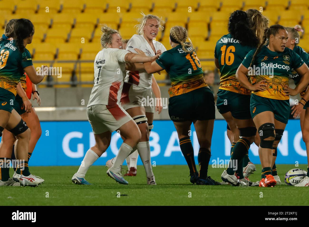 Wellington, New Zealand. 20th Oct, 2023. Tempers fray. Australia's ...