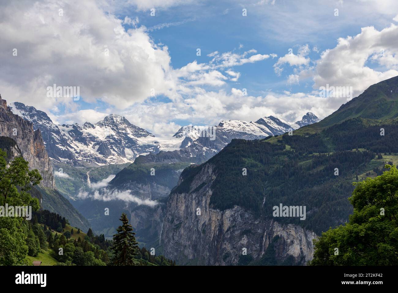 murren switzerland above the lauterbrunnen valley with the breithorn ...