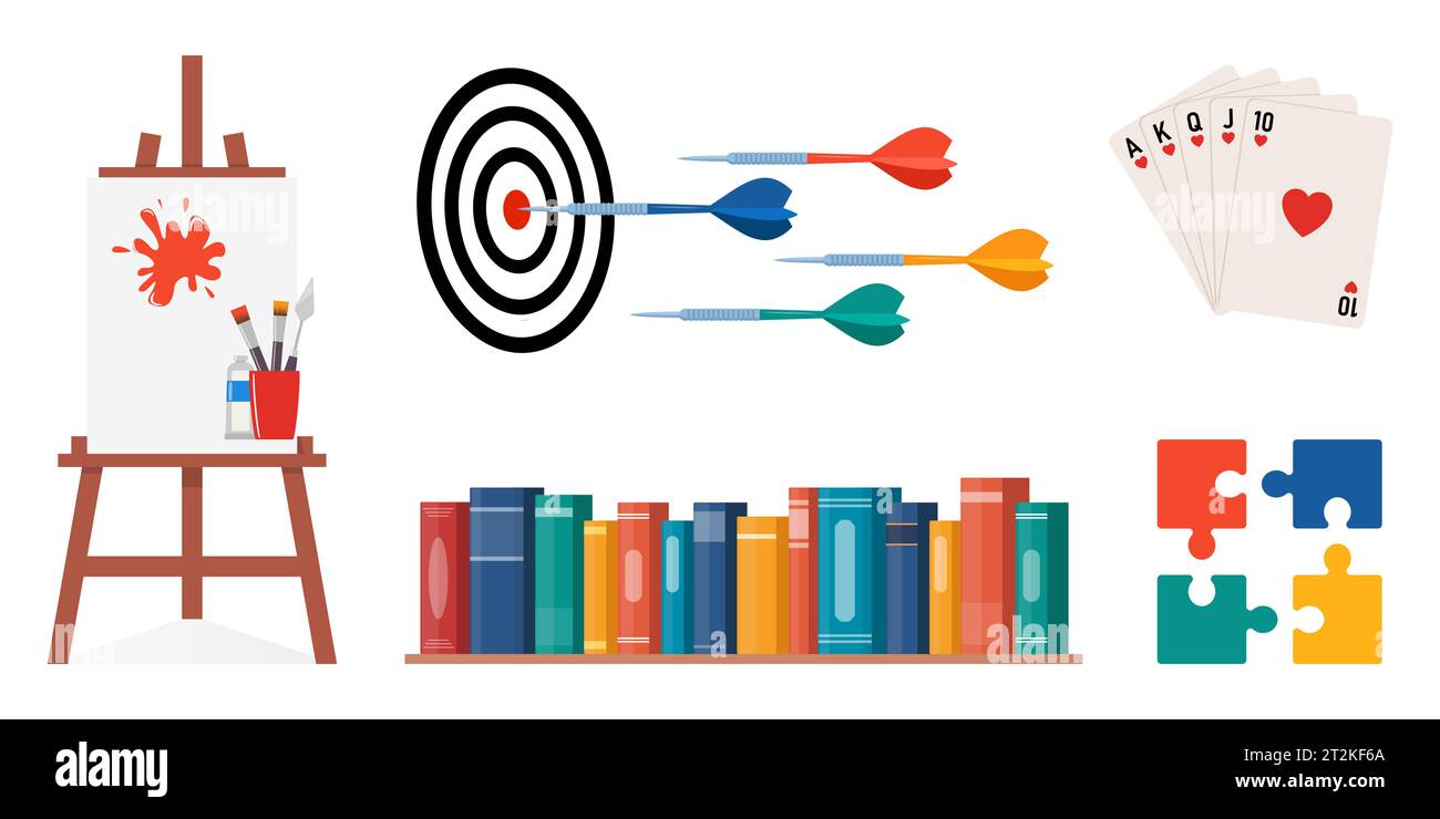 Items for various hobbies and creativity. Equipment for art, games ...