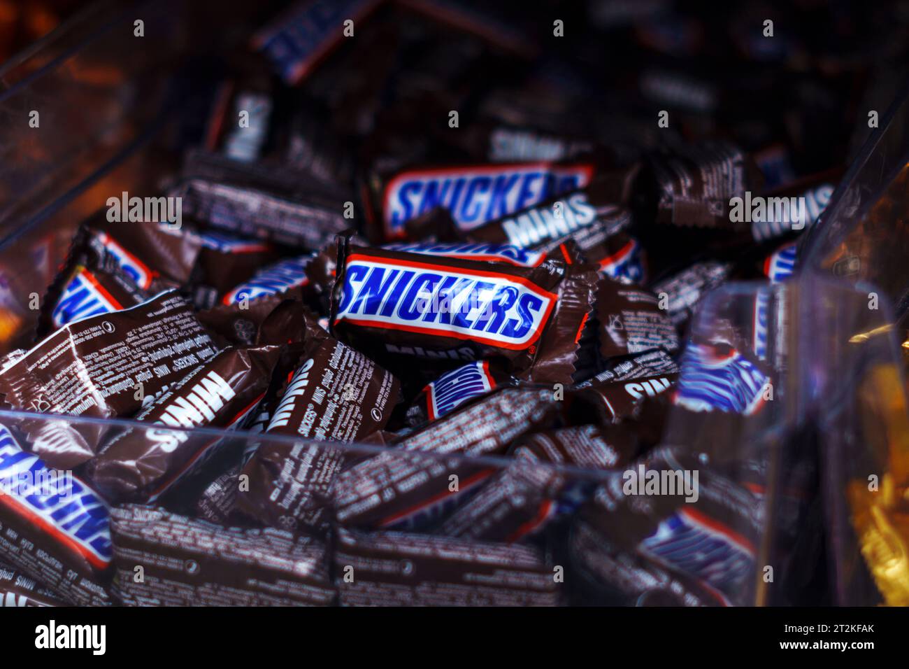 Tyumen, Russia-October 15, 2023: Snickers, a famous chocolate bar on ...