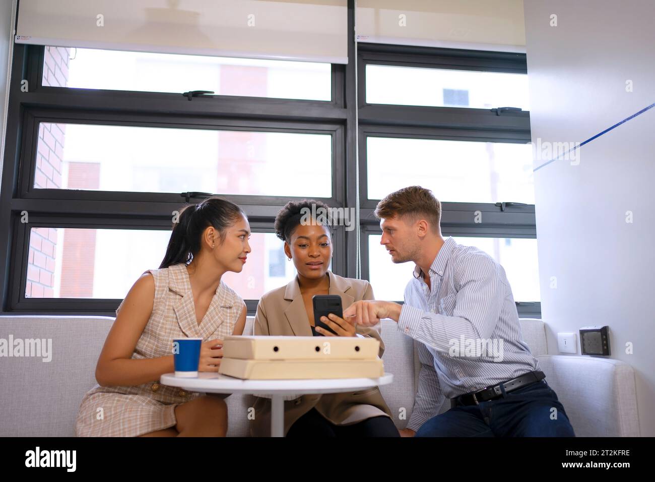 Employees take a break at office. Business and occupation concept Stock ...
