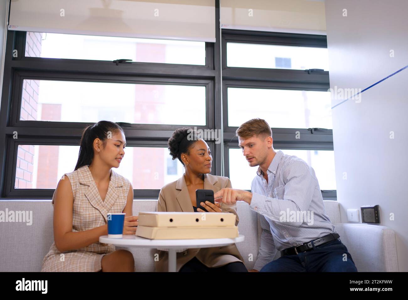 Employees take a break at office. Business and occupation concept Stock ...