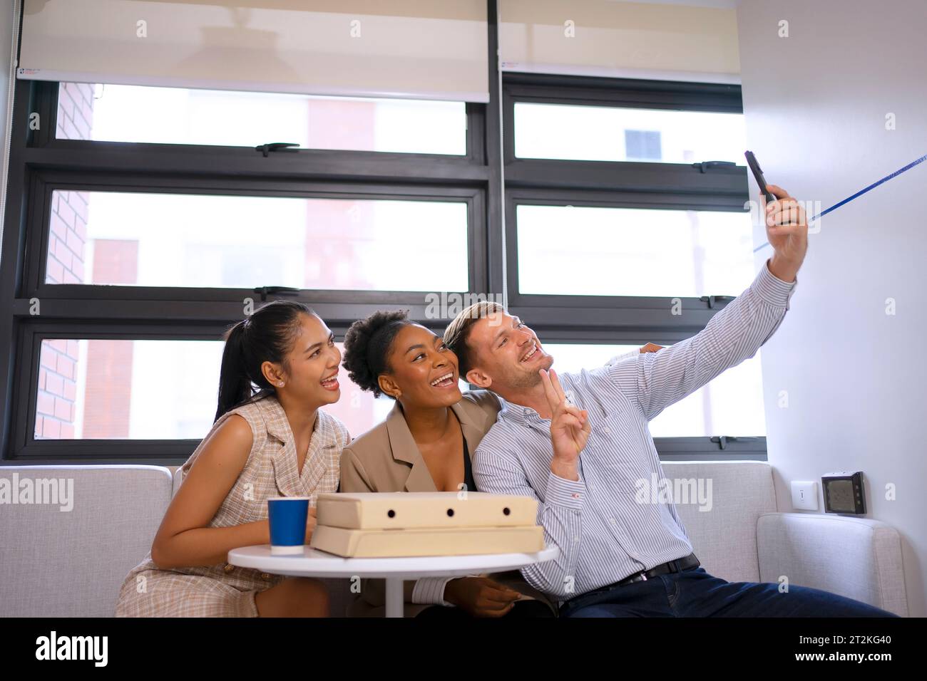 Employees take a break at office. Business and occupation concept Stock ...