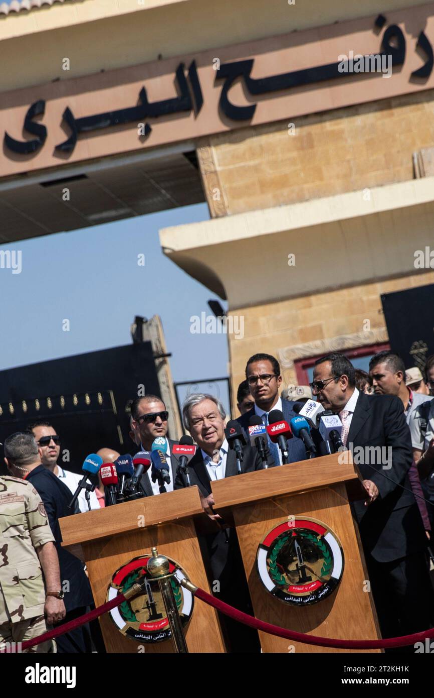 Rafah, Egypt. 20th Oct, 2023. United Nations Secretary-General Antonio ...
