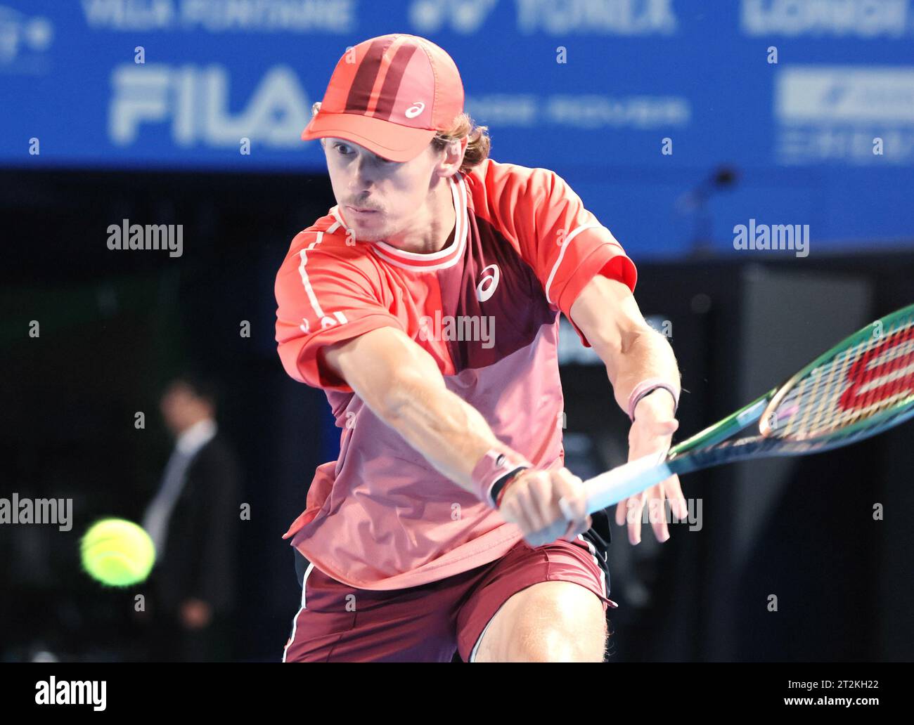 Tokyo, Japan. 20th Oct, 2023. Alex De Minaur of Australia returns the ...