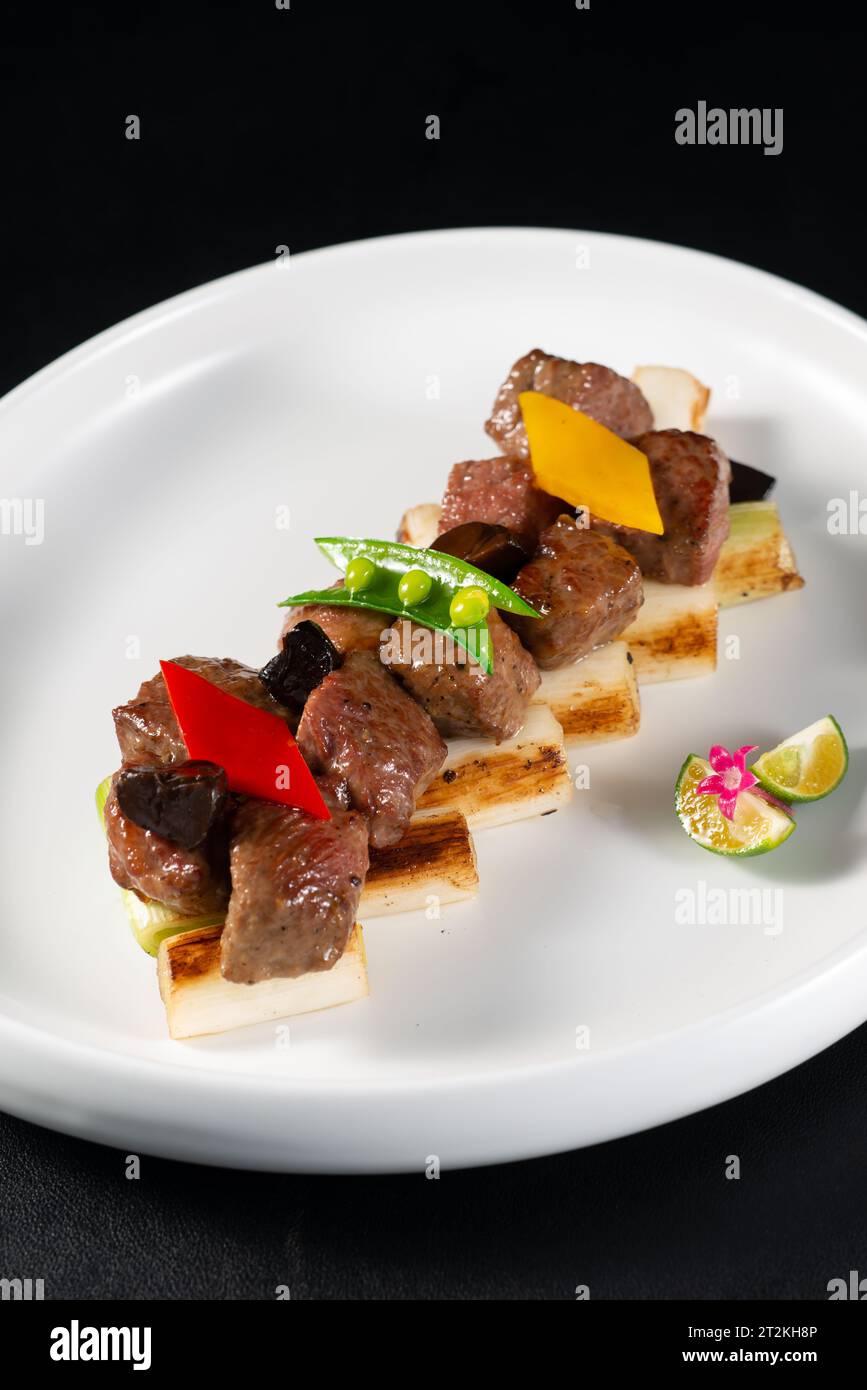 Stir Fried Beef and Spring Onion Beef Cubes , Wasabi , Mushrooms Stock ...