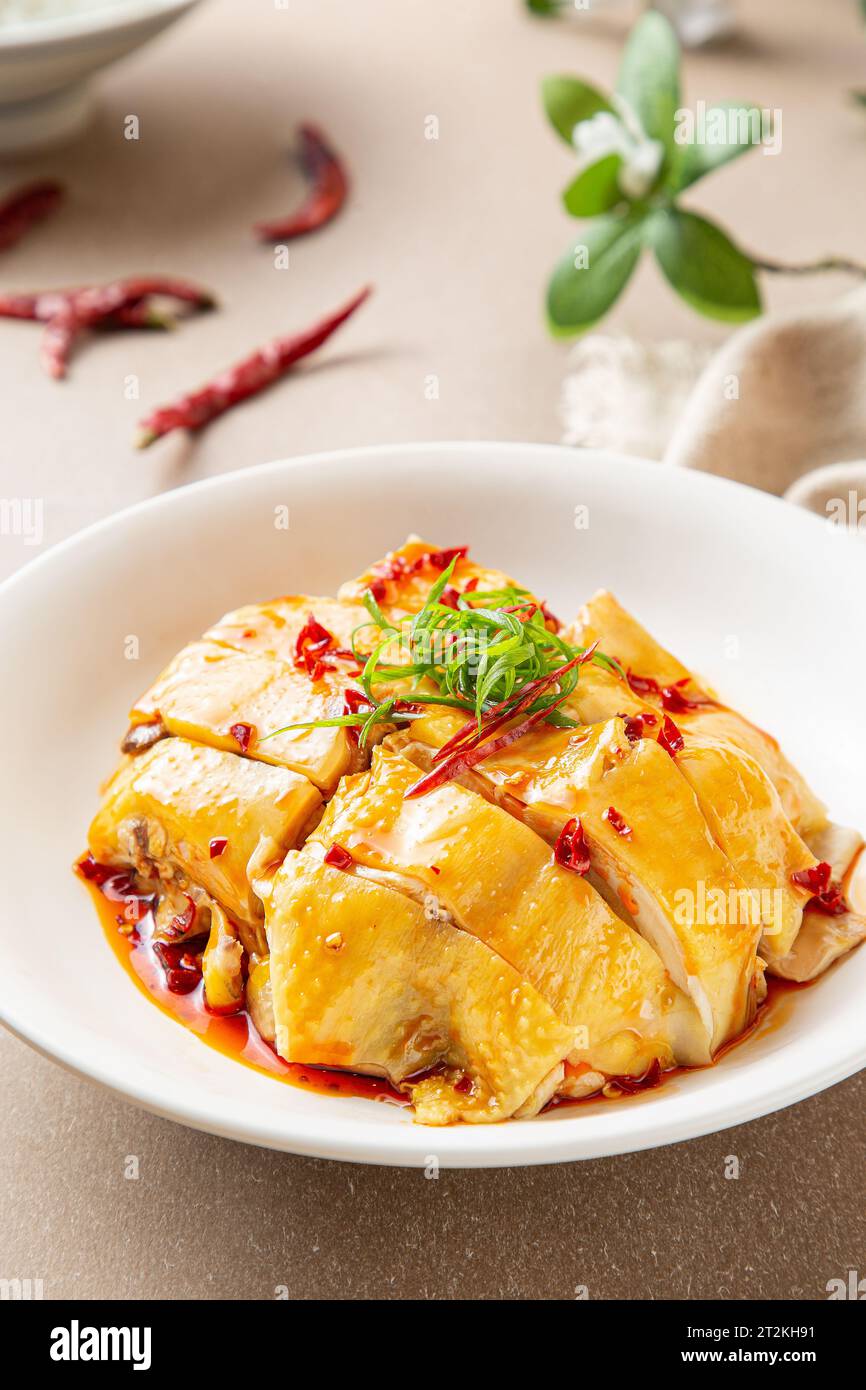 sliced chicken soaked in Chinese wine named drunken chicken ，White cut ...