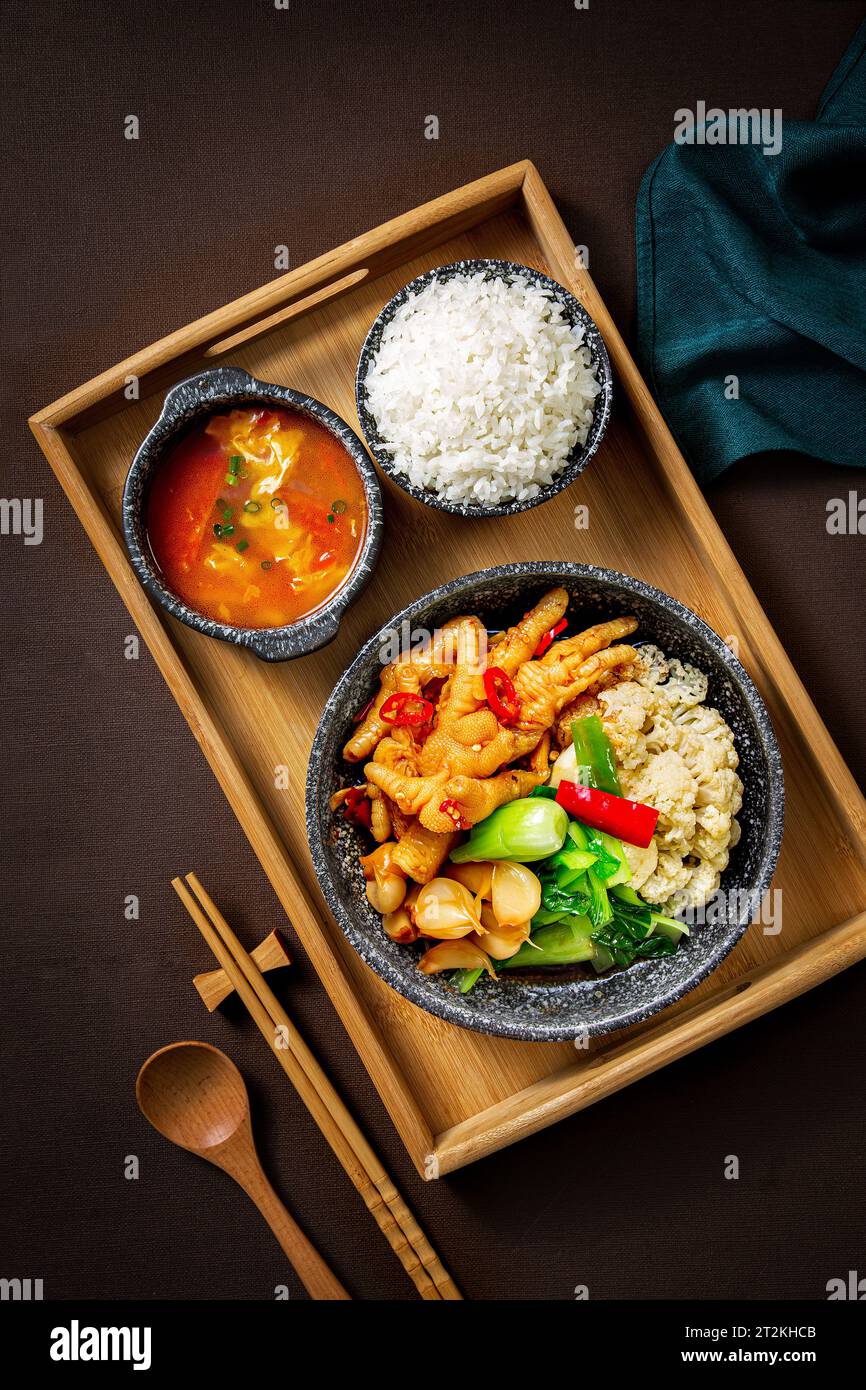 Chicken Feet with rice, set meal Stock Photo - Alamy