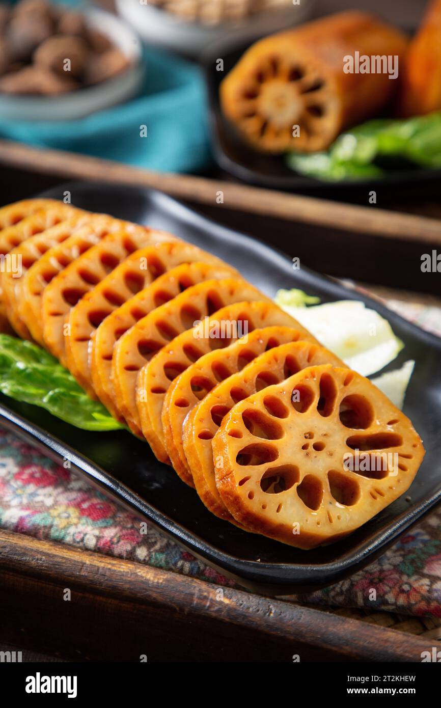 Marinated Lotus Root in Spiced Sauce Stock Photo - Alamy