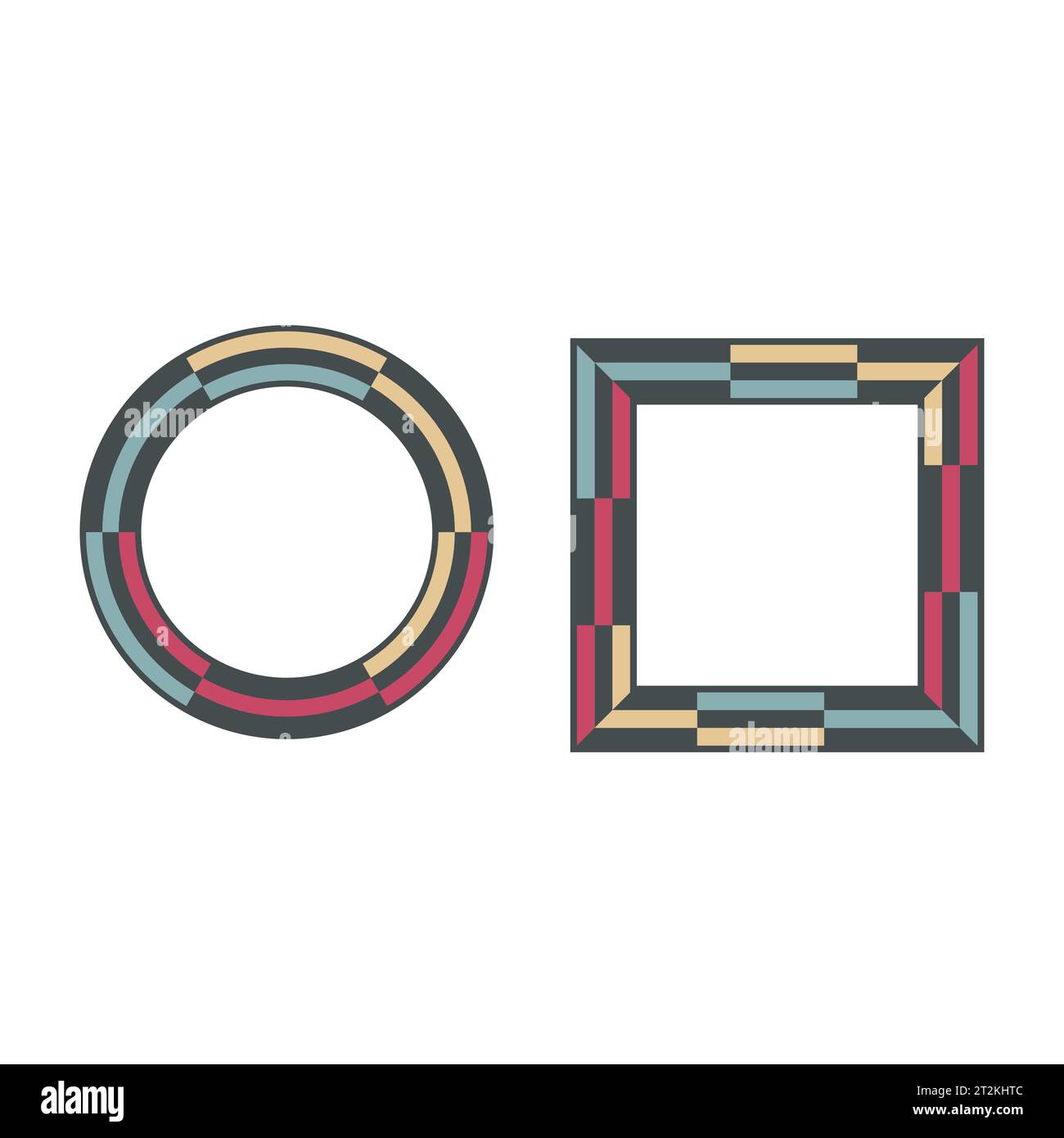 Checkered frames set, circle, square shape background. Black, yellow ...